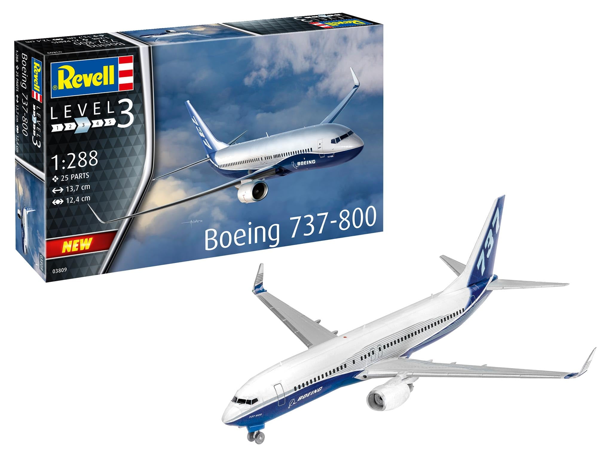 Revell 03809 Boeing 737-800 1:288 Scale Unbuilt/Unpainted Plastic Model ...