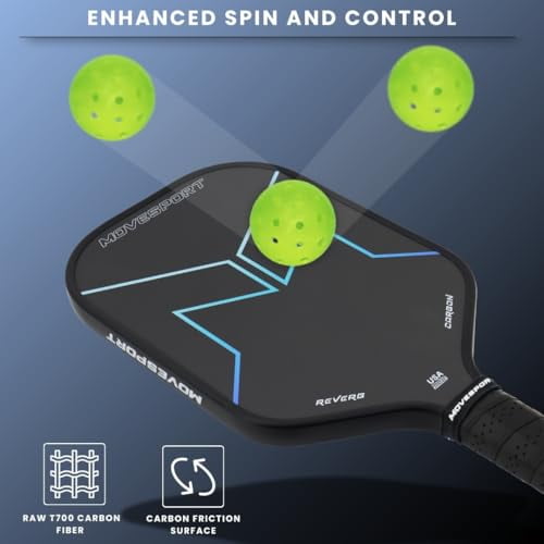 Reverb Carbon Pickleball Paddle, T700 Carbon Friction Surface, Power ...
