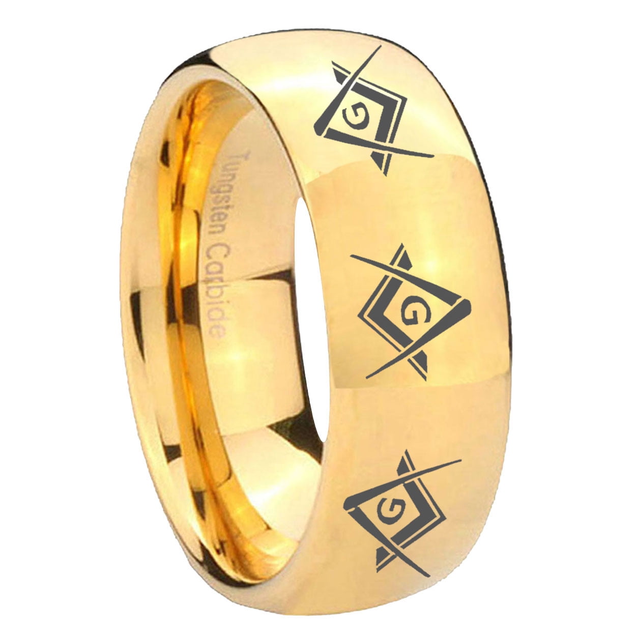 Revere Masonic 8MM Dome Gold Plated Tungsten Men Ring - Walmart.com