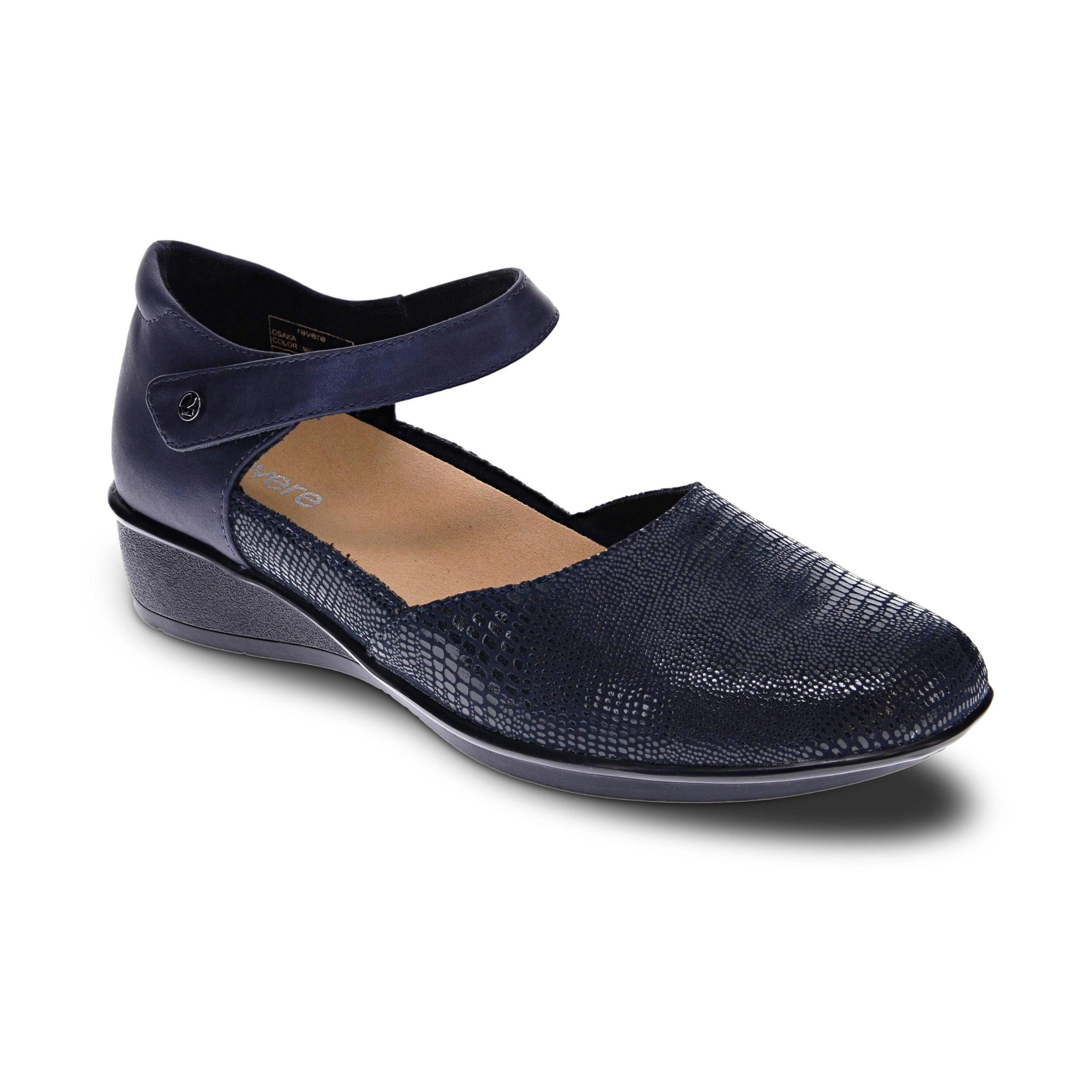 Revere Woman Osaka Navy/Lizard/Sapphire Leather 11 Medium (B) US ...