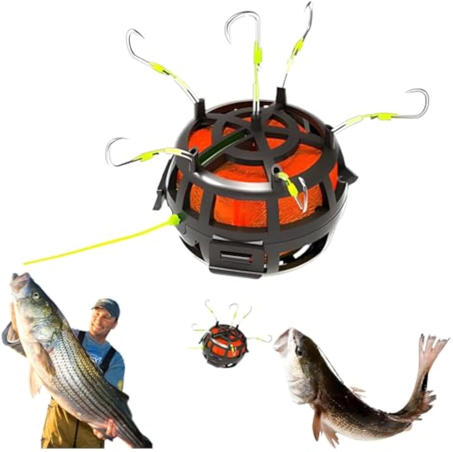 Reverse Bottom Bait Cage Fishing Hook - All in 1 Fishing Feeder Baits ...