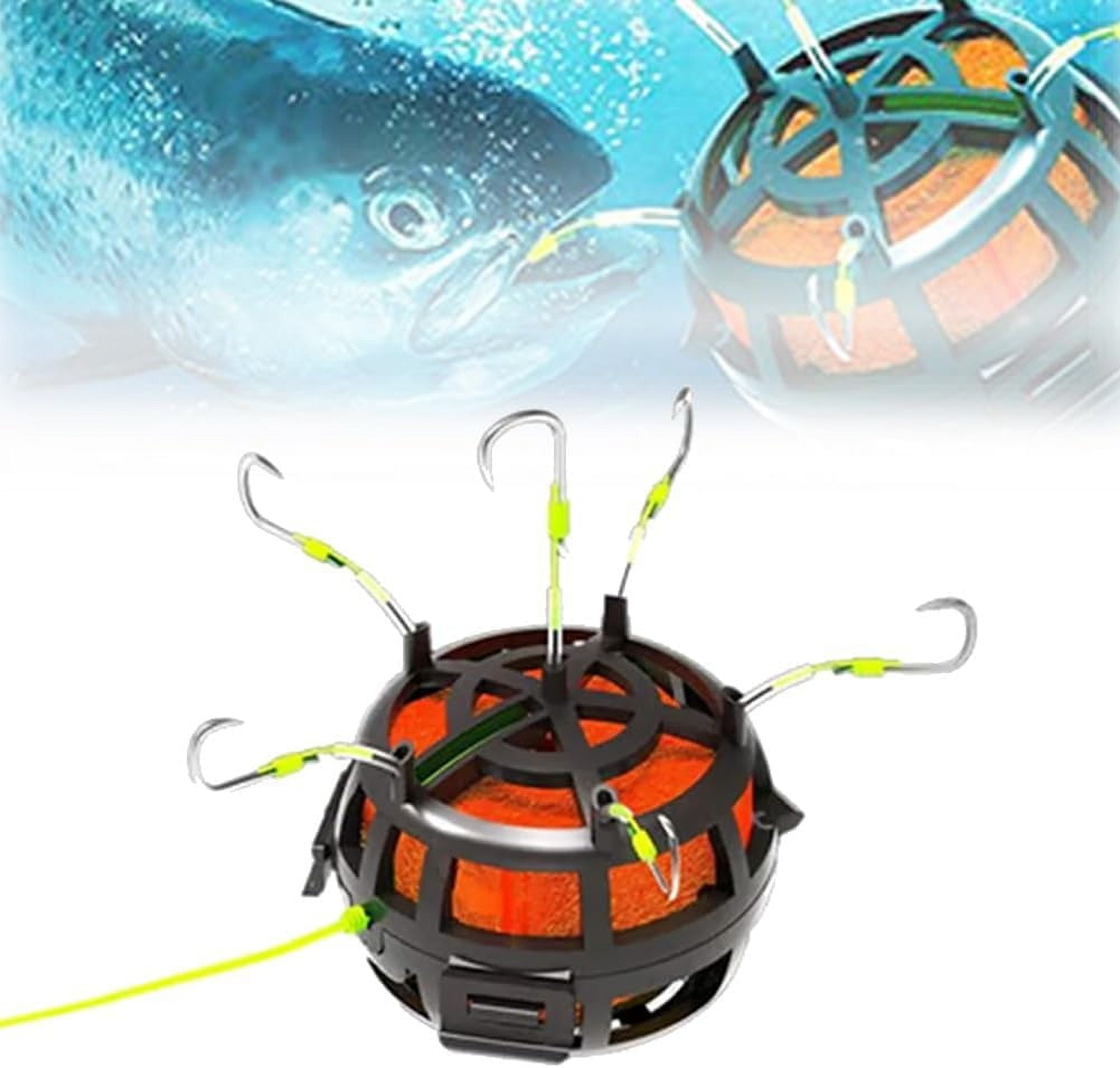 Reverse Bottom Bait Cage Fishing Hook, 6-Hook Block Baits Carp Feeder ...