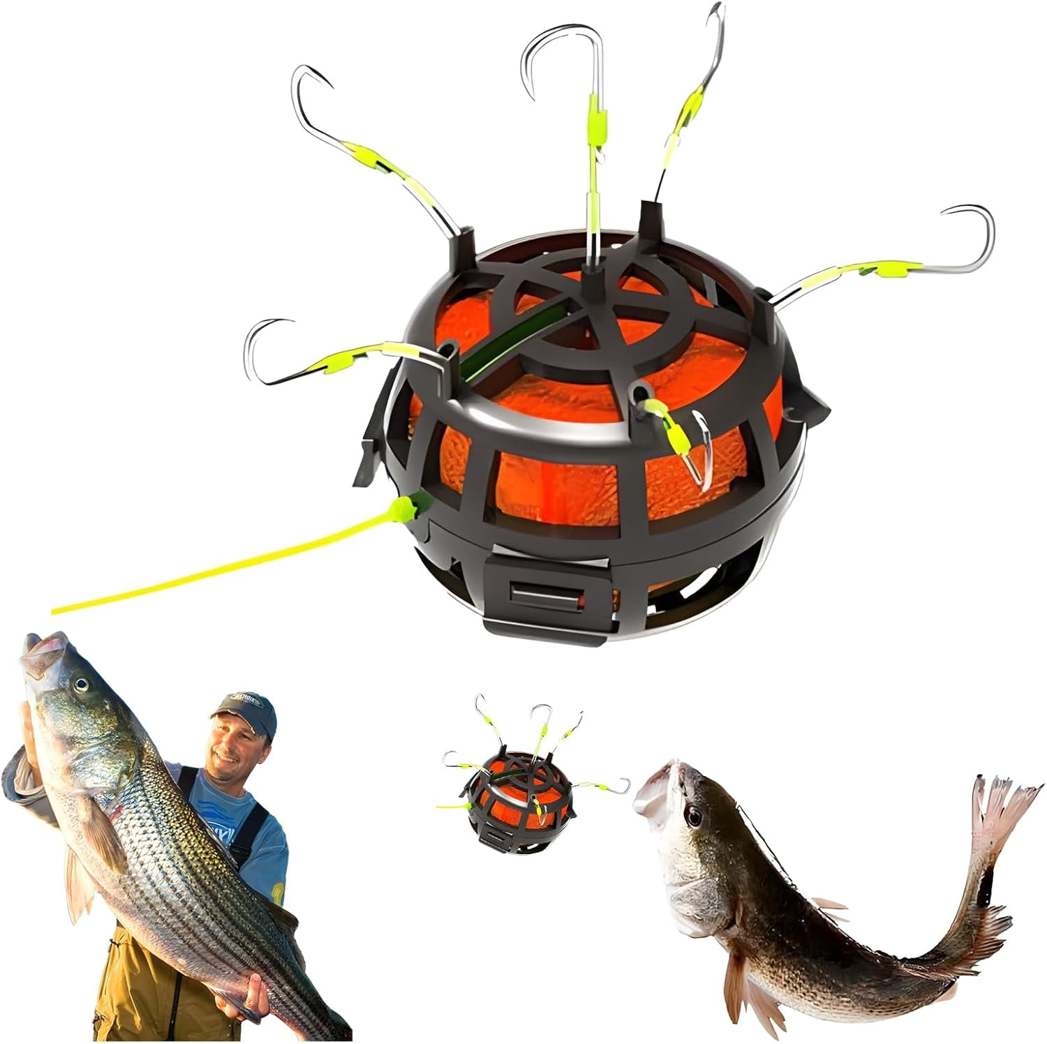 Reverse Bottom Bait Cage Fishing Hook, Spring Bait Cage Trap Fishing ...