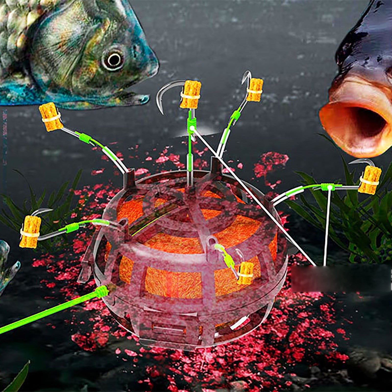 Reverse Bottom Fishing Hook with 360° Bait Cage Professional Carp ...