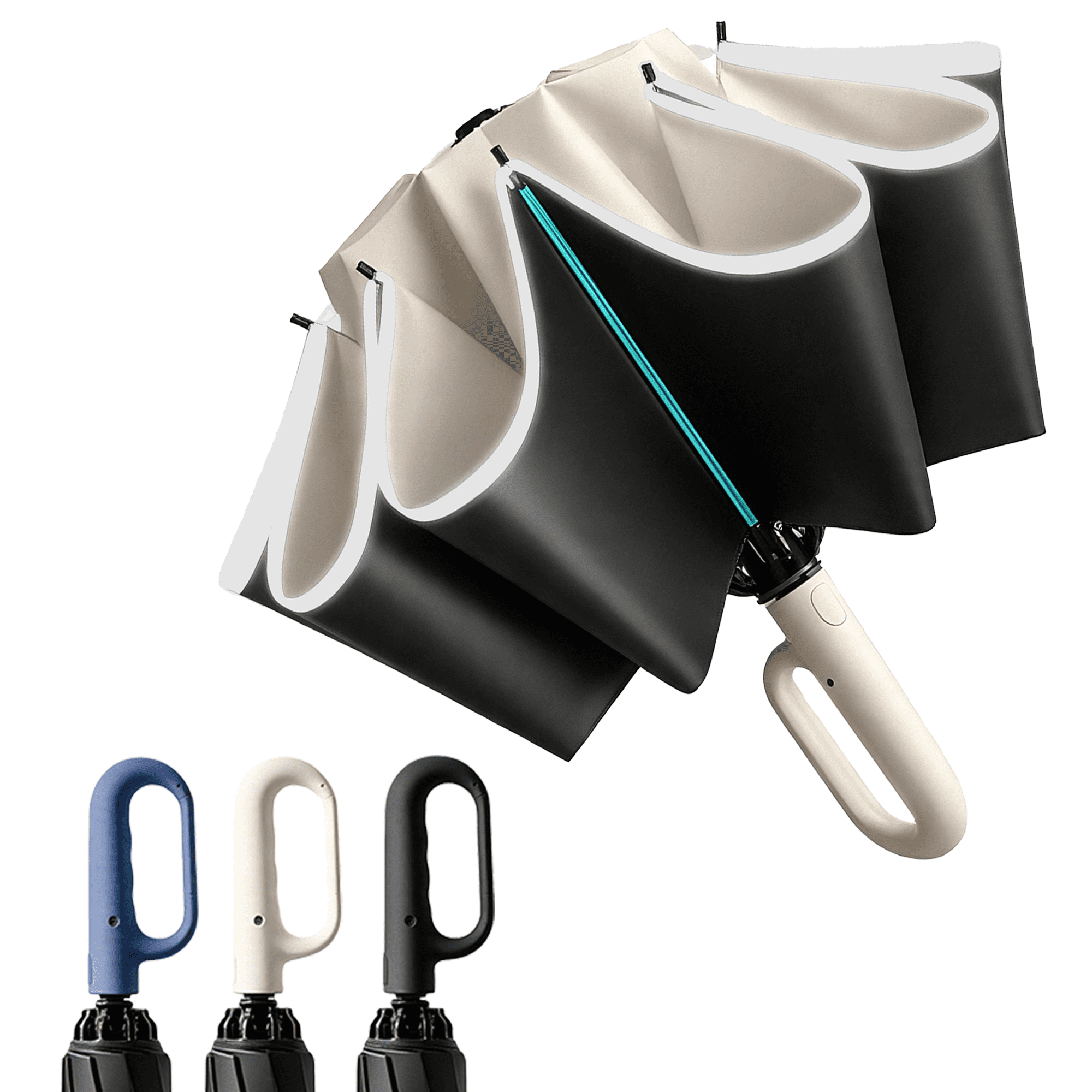 Reverse Folding Umbrella with Outward Opening D Carabiner Handle, Auto ...