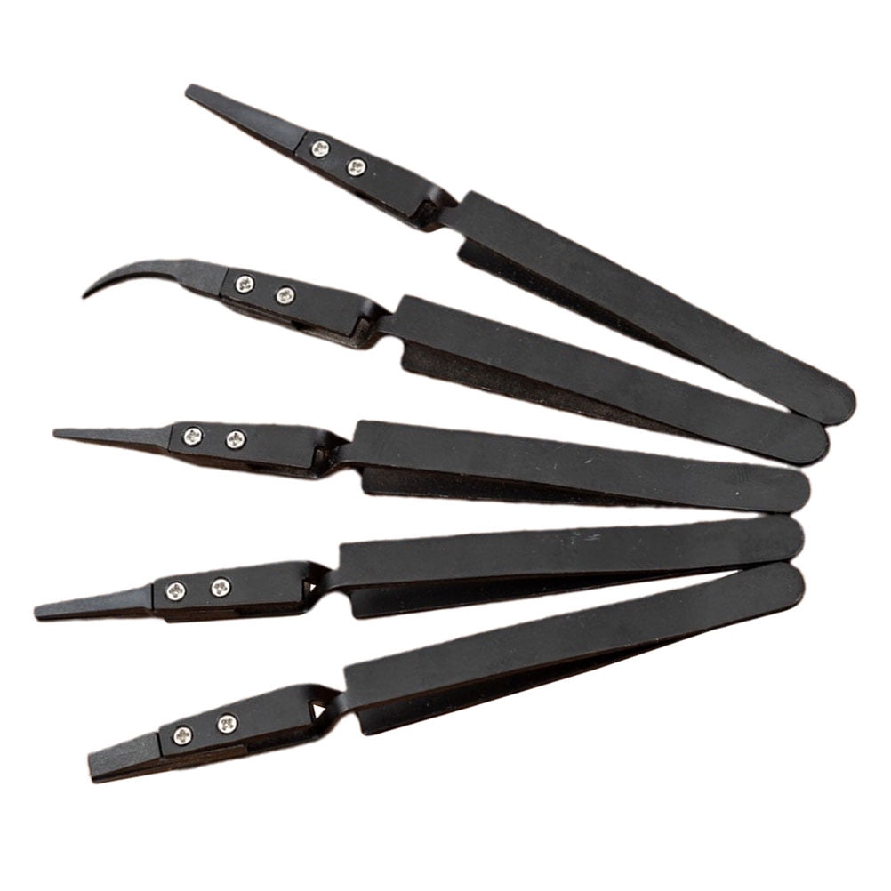 Reverse Handle Tweezers Precision Black Handles Needle Tip Craft Heavy ...