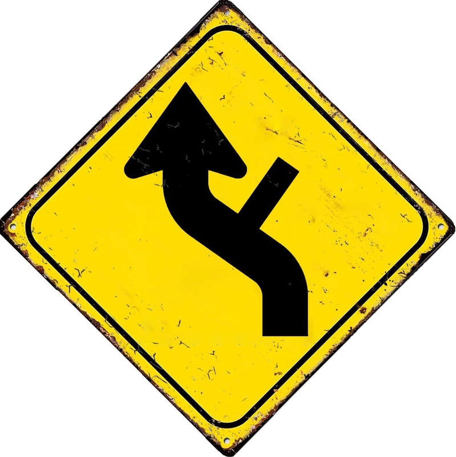 Reverse Left Curve Side Road Warning Sign For Home Office Bar Indoor ...