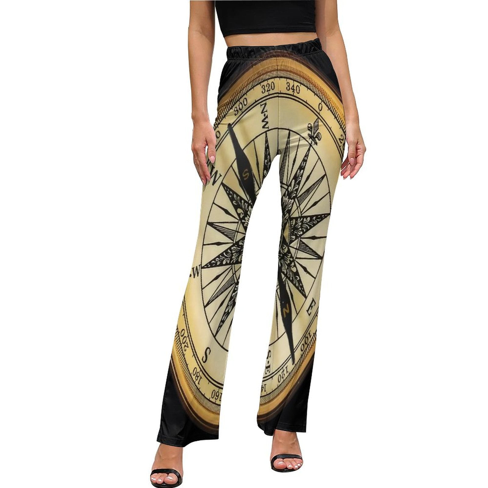 Reverse Pole Compass High Waisted Casual Flared Trousers Summer Home Pants Gift Street Fashion ...