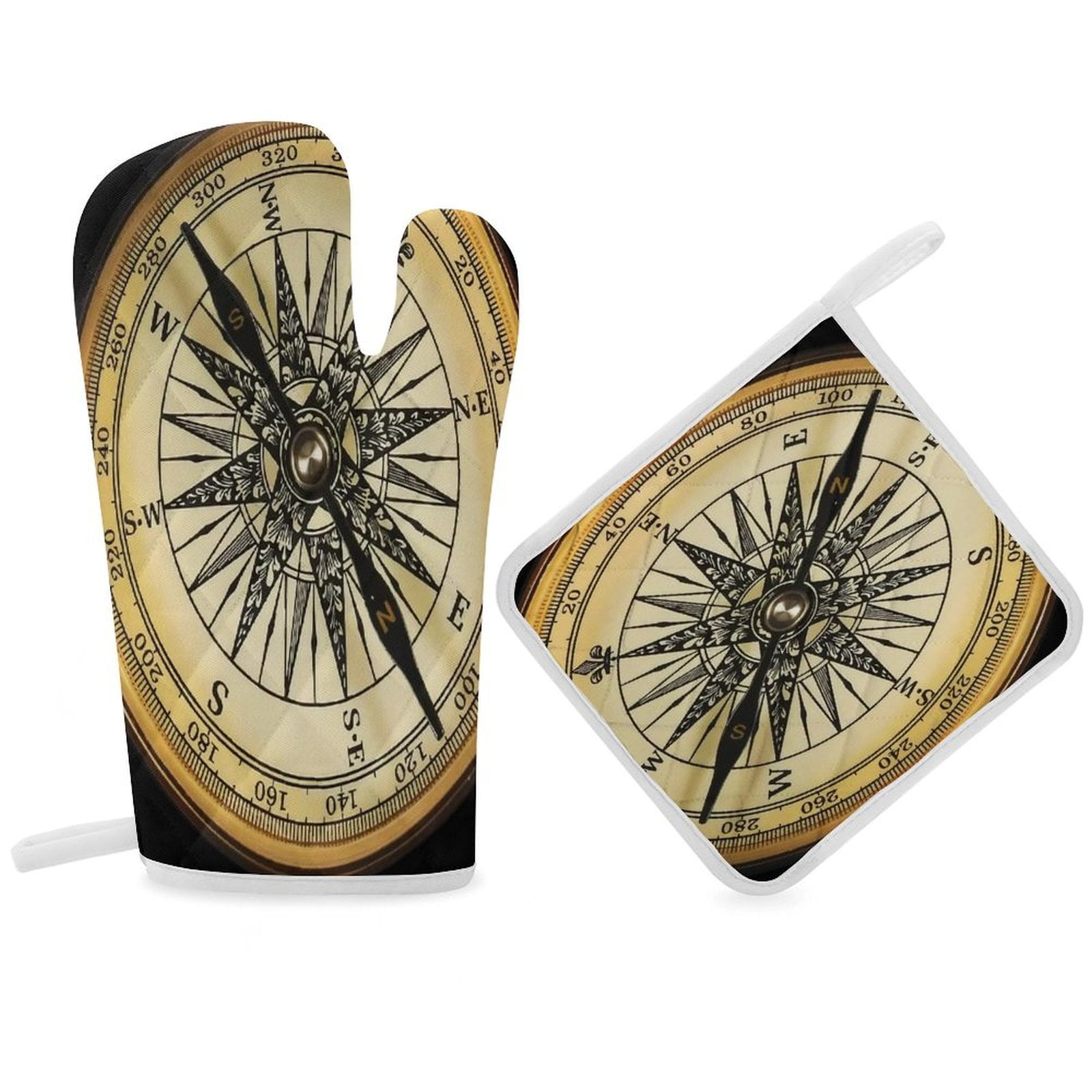 Reverse Pole Compass Oven Gloves And Pots Stand Set Oven Gloves And Pot ...
