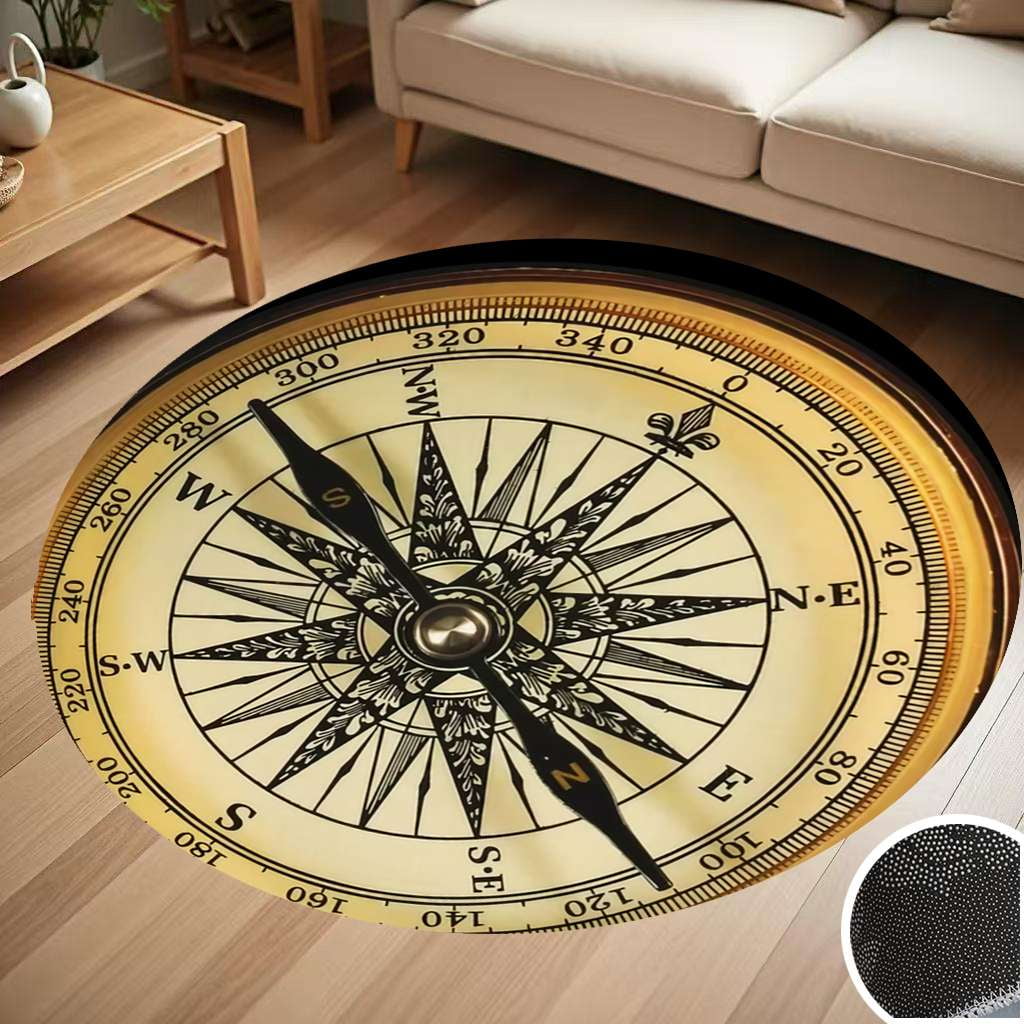 Reverse Pole Compass Round Carpet Living Room Bedroom Home Decoration ...