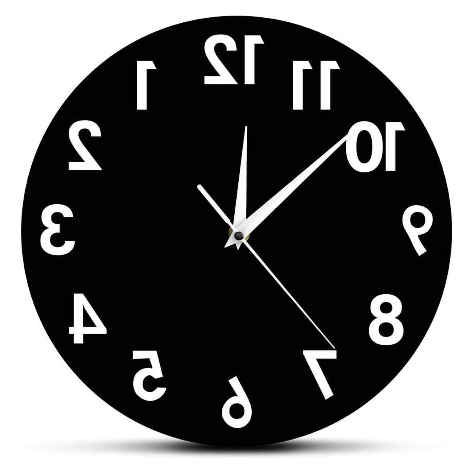 Reverse Wall Clock 12 inch Unusual Numbers Backwards Modern Decorative Clock Watch Excellent ...