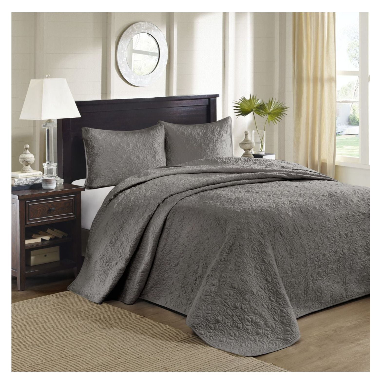 Reversible Bedspread Set Dark Grey Full as Pic - Walmart.com