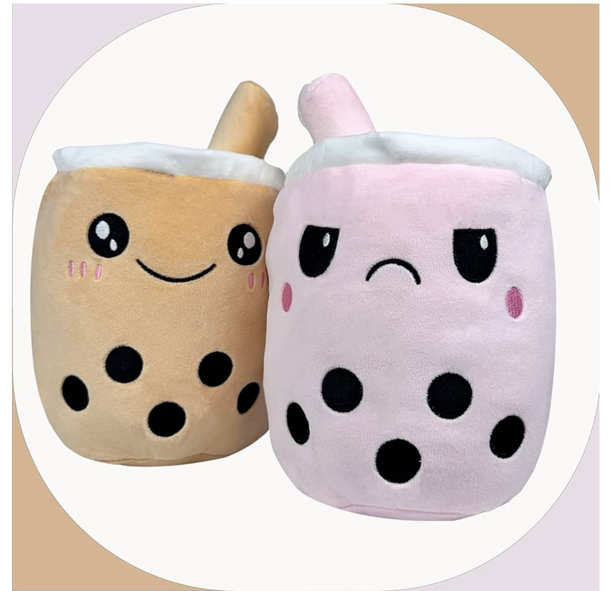 Reversible Boba Plush Happy Brown, Angry Pink - Walmart.com