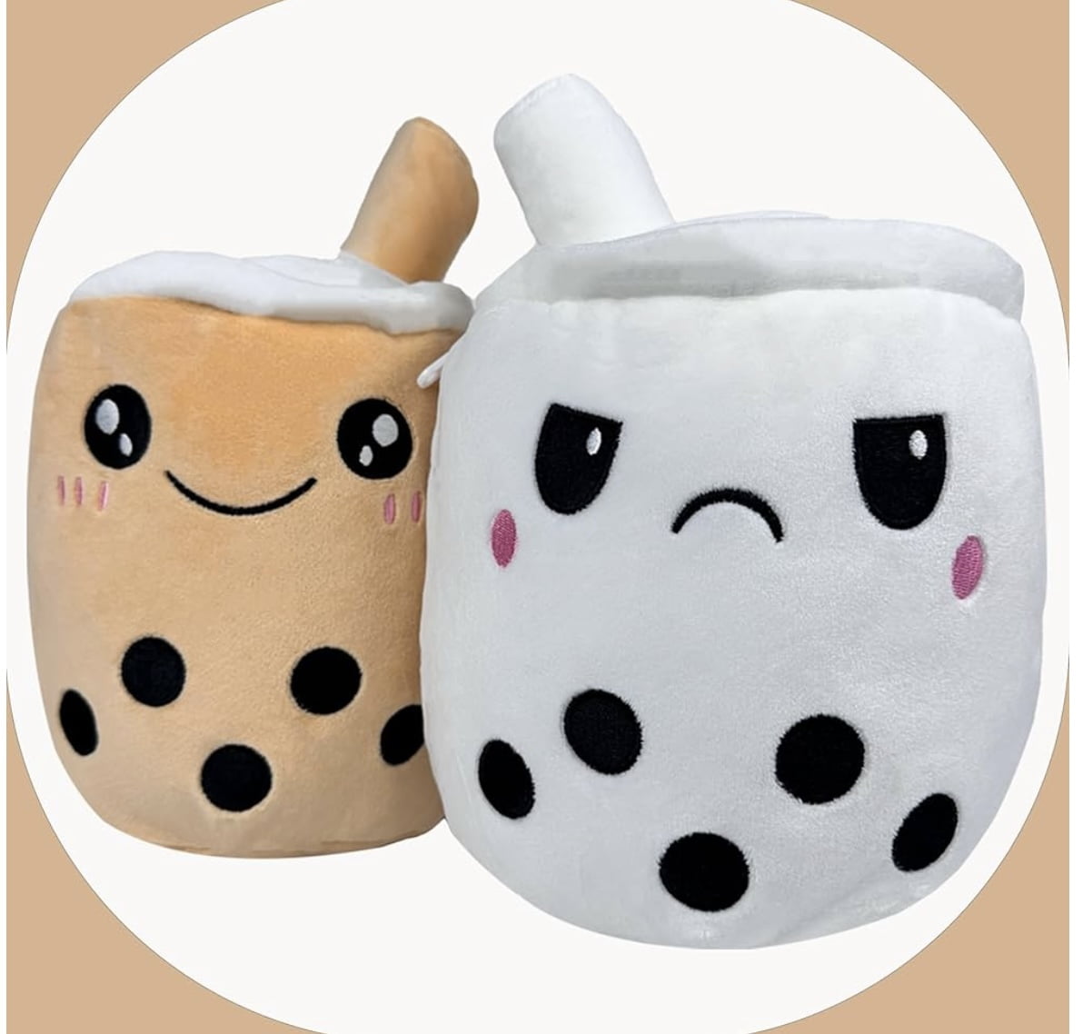 Reversible Boba Plush Happy Brown, Angry White - Walmart.com