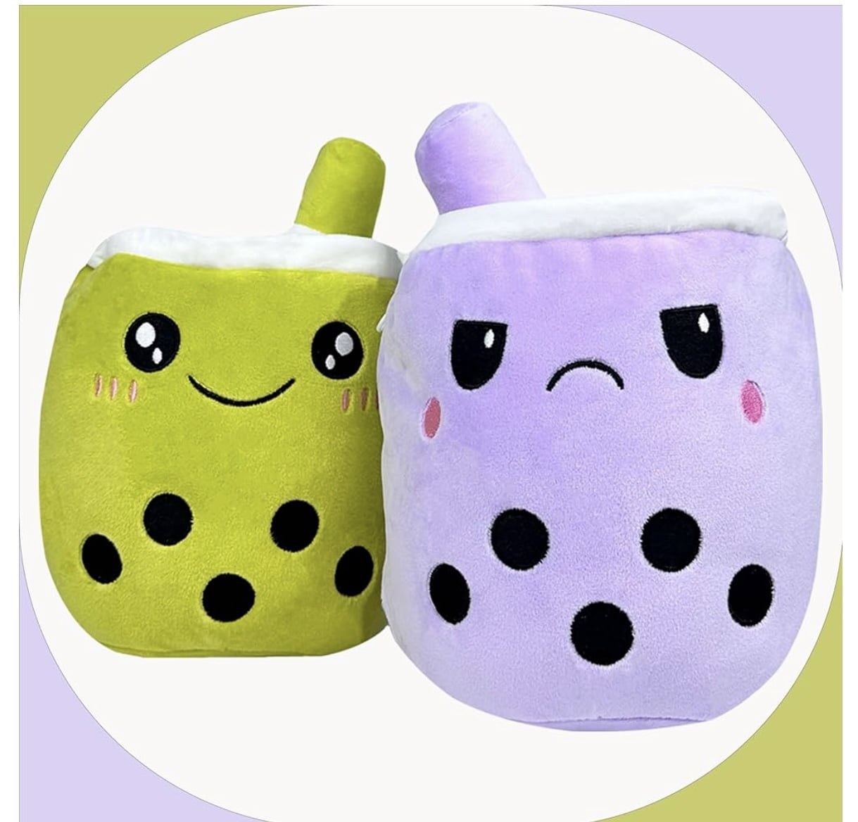 Reversible Boba Plush Happy Light Green, Angry Purple - Walmart.com