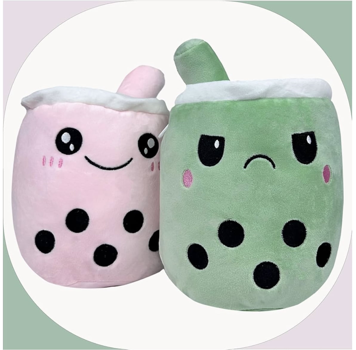 Reversible Boba Plush Happy Pink, Angry Blue Green - Walmart.com