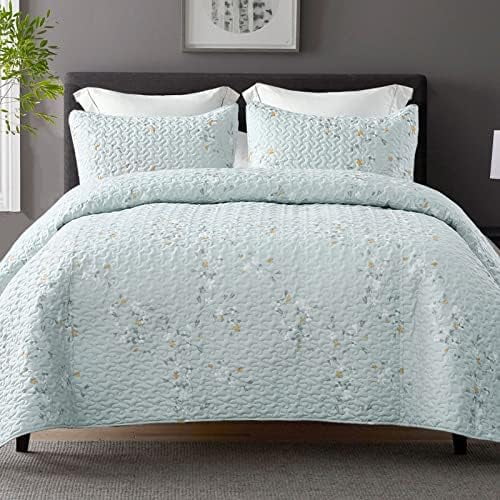 Reversible Boho Quilts King Size, Aqua Bedspreads Lightweight Coverlet ...