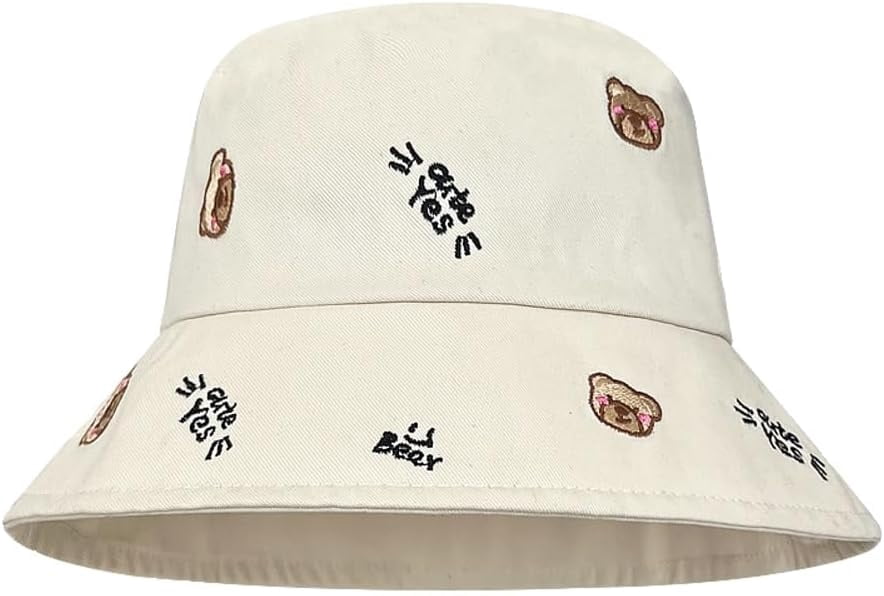 Reversible Bucket Hat for Women Embroidered Bucket Hat Travel Beach Sun ...