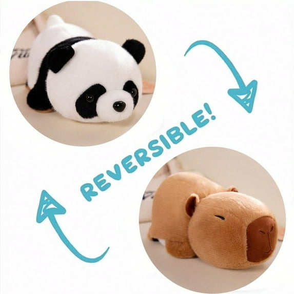Reversible Capybara & Panda Plush Toy – 2-in-1 Cute Stuffed Animal, Interactive Flip Design for ...