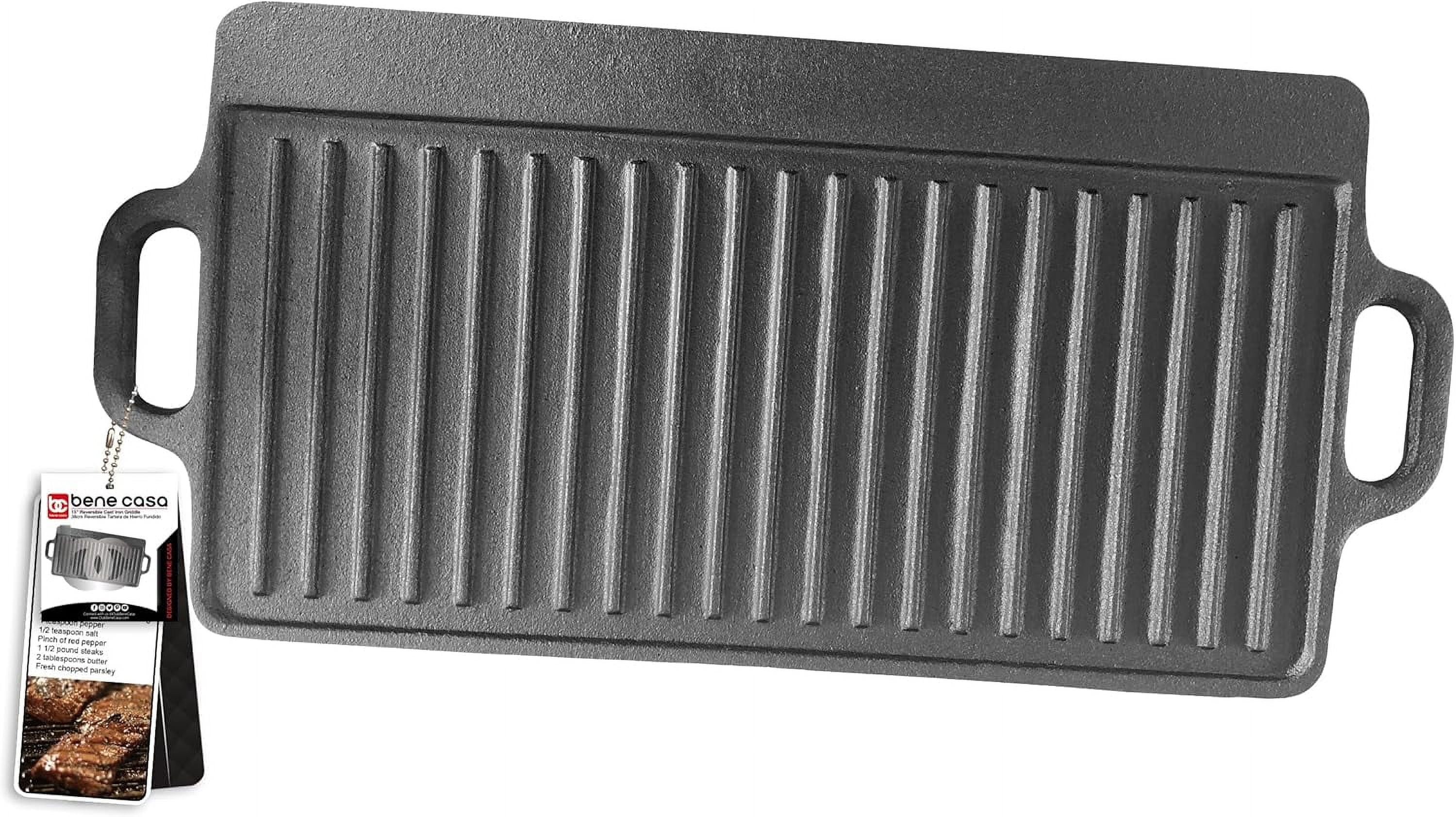 Reversible Cast-Iron Griddle | 20"x9"x1.5" Double Burner Pan | Flat ...