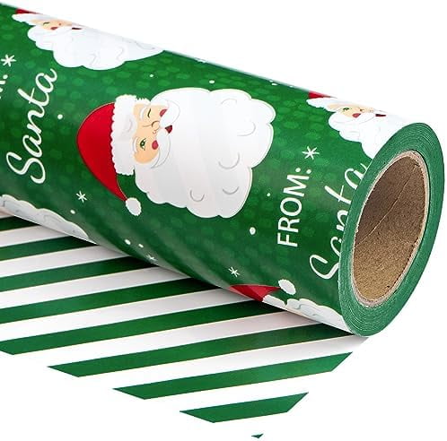 Reversible Christmas Wrapping Paper - Mini Roll - 17 Inch x 33 Feet ...