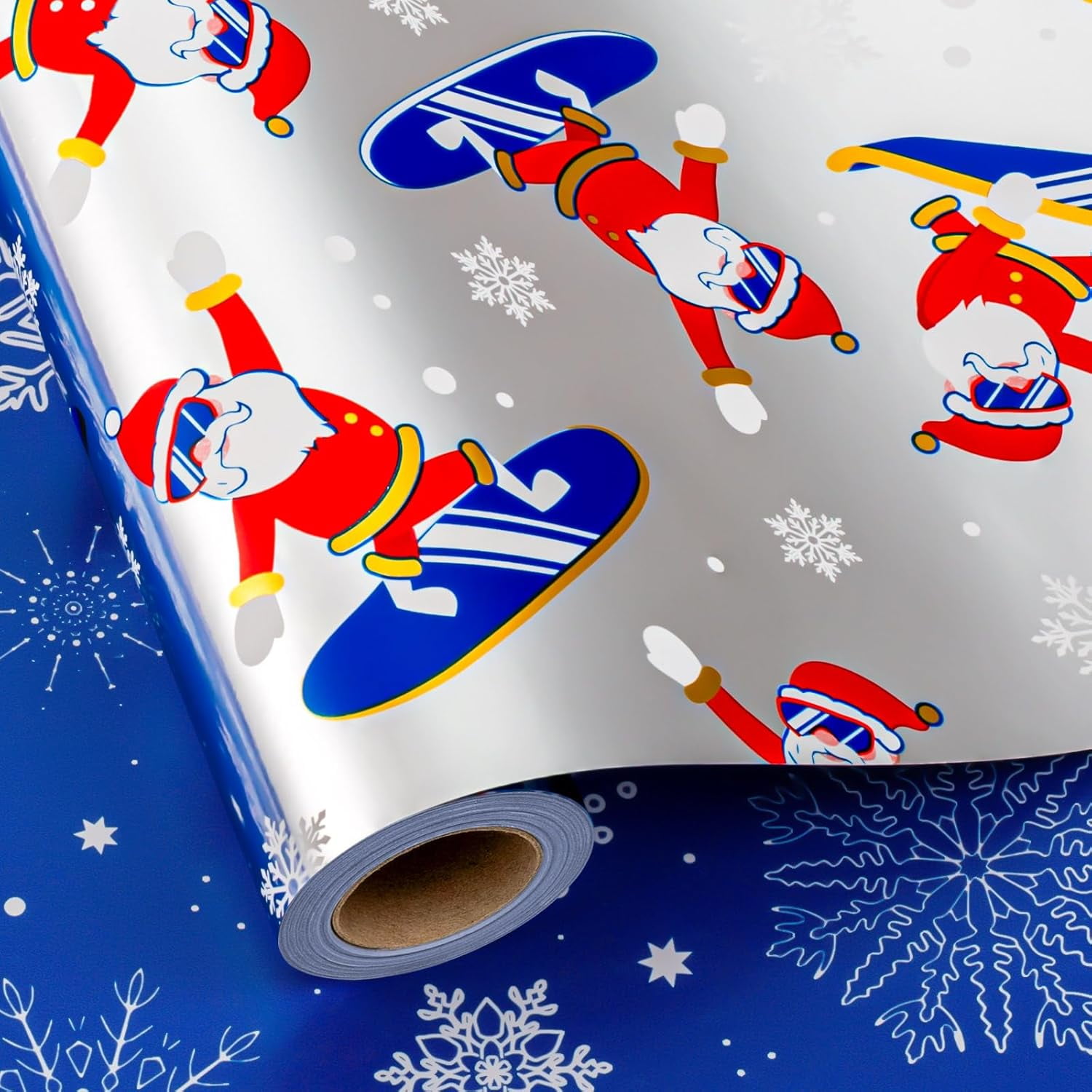 Reversible Christmas Wrapping Paper Roll - 17Inch X 33Feet - Funny ...