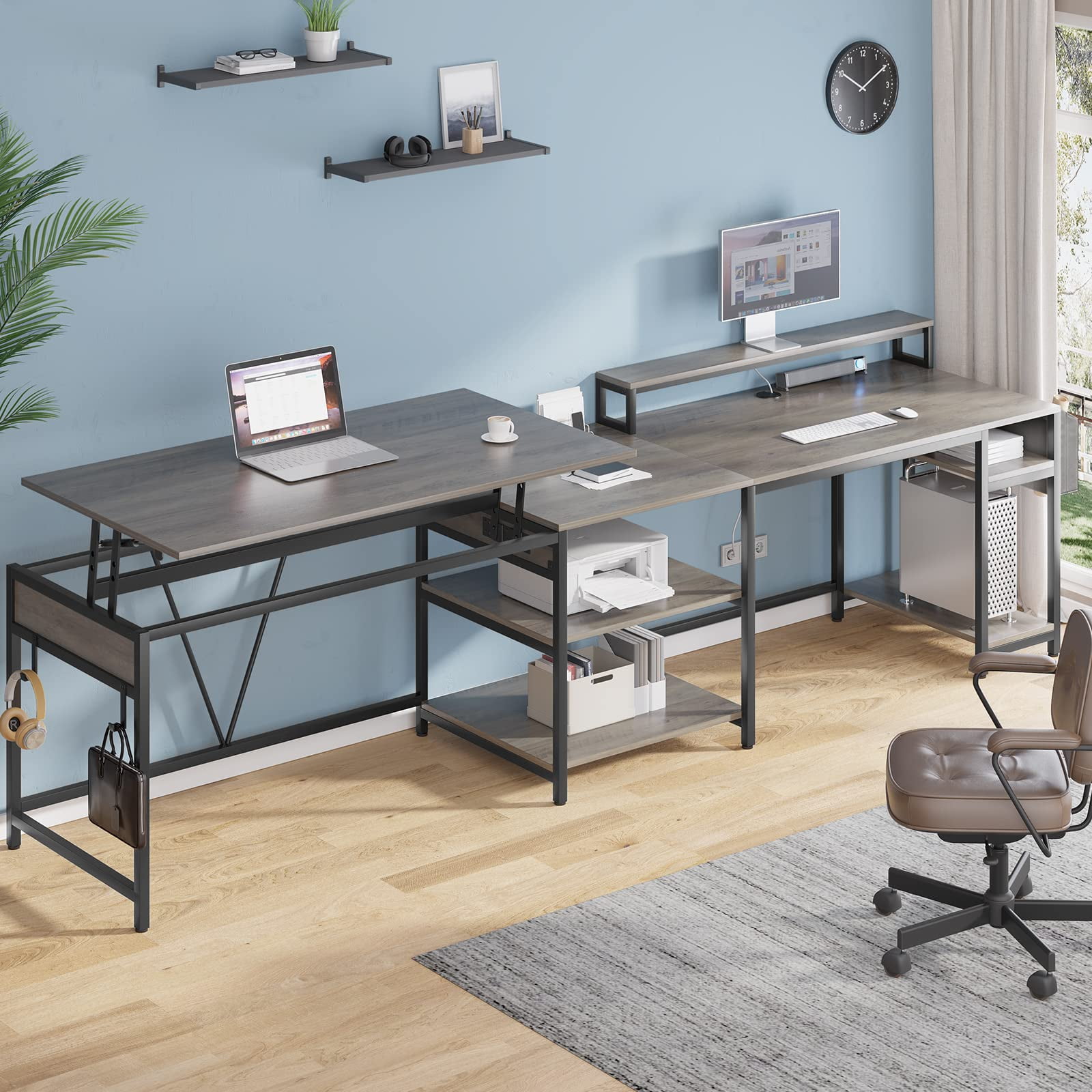 Reversible Computer Desk, L Shaped Corner Desk with Lift Top and ...