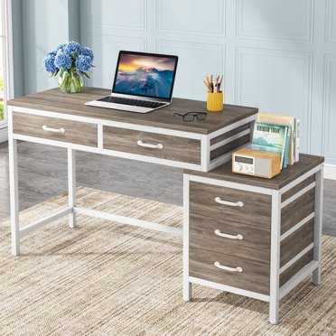 Tribesigns Computer Desk with 5 Drawers, Writing Desks Work Table with ...