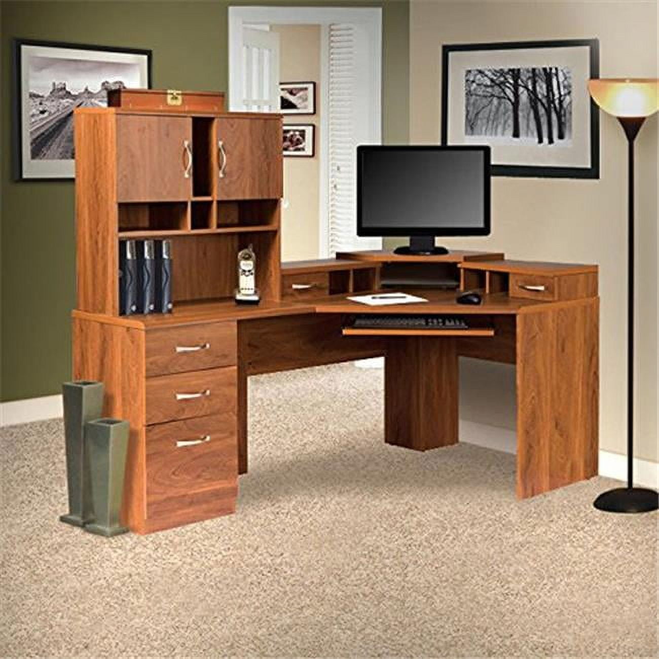 Reversible Corner Workcenter with Hutch - Walmart.com