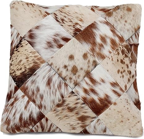 Reversible Cowhide Patchwork Cushion Covers – 15 x 15 Inches, Faux ...