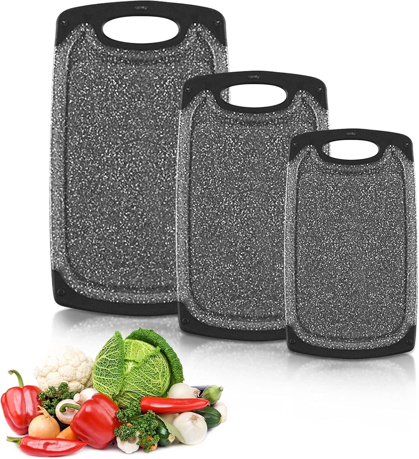 Reversible Cutting Board Set with Easy Grip Handle, Professional ...
