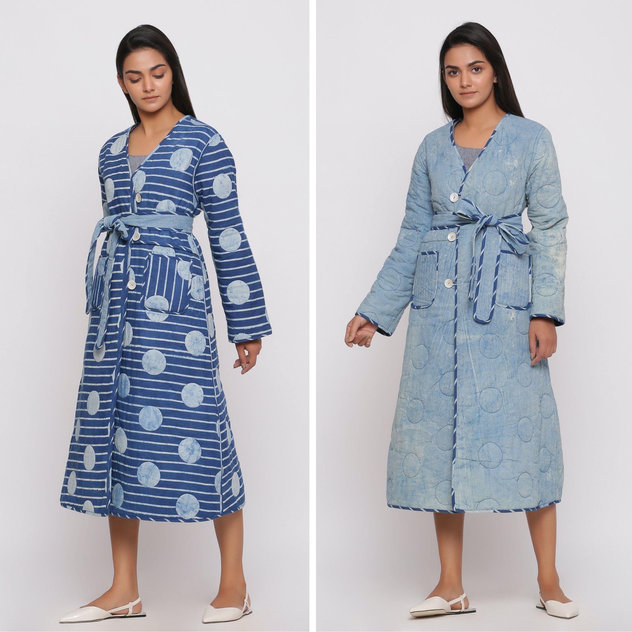 Reversible Dabu Block Print Quilted Cotton Outerwear - Walmart.com