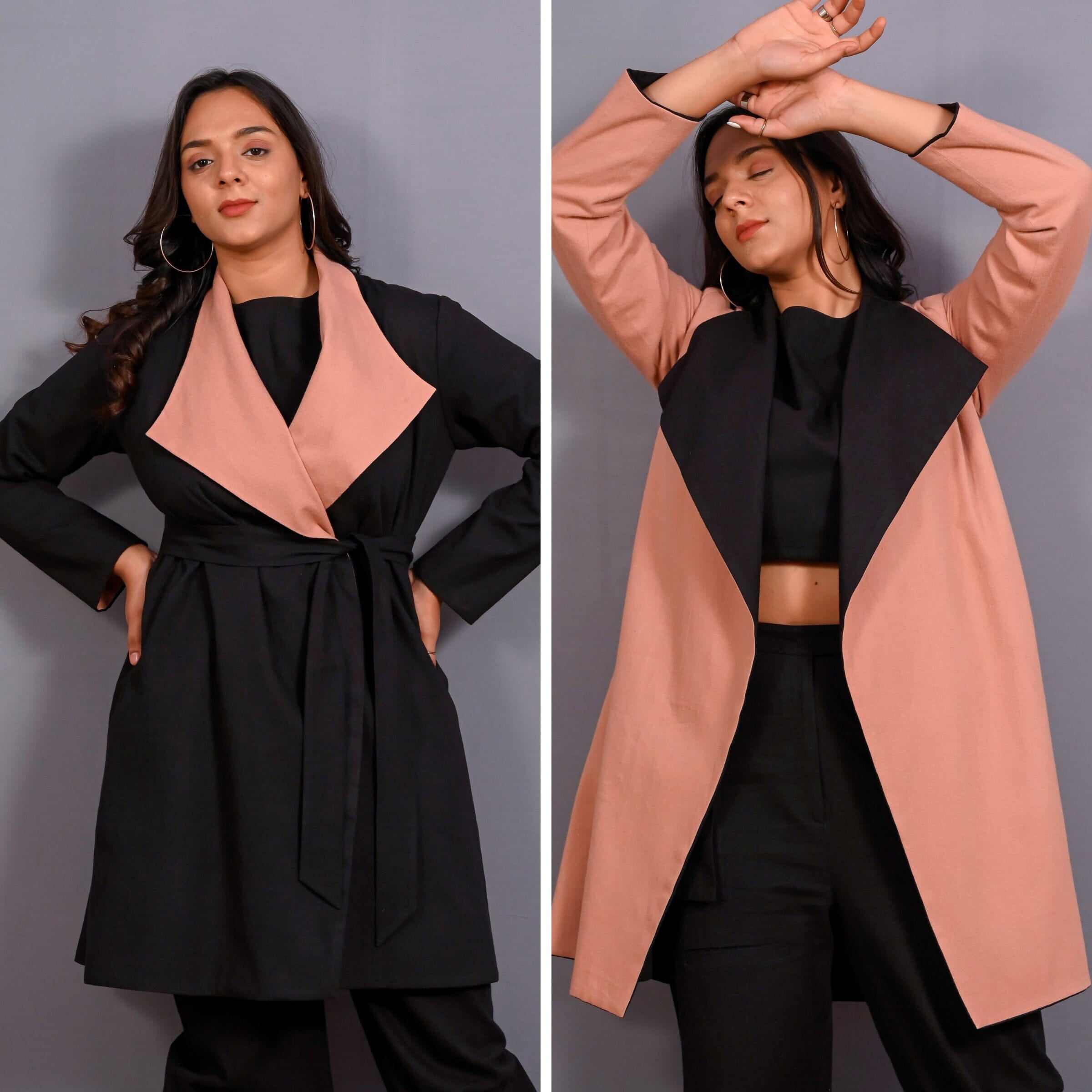 Reversible English Rose and Black Warm Cotton Flannel Front Open ...