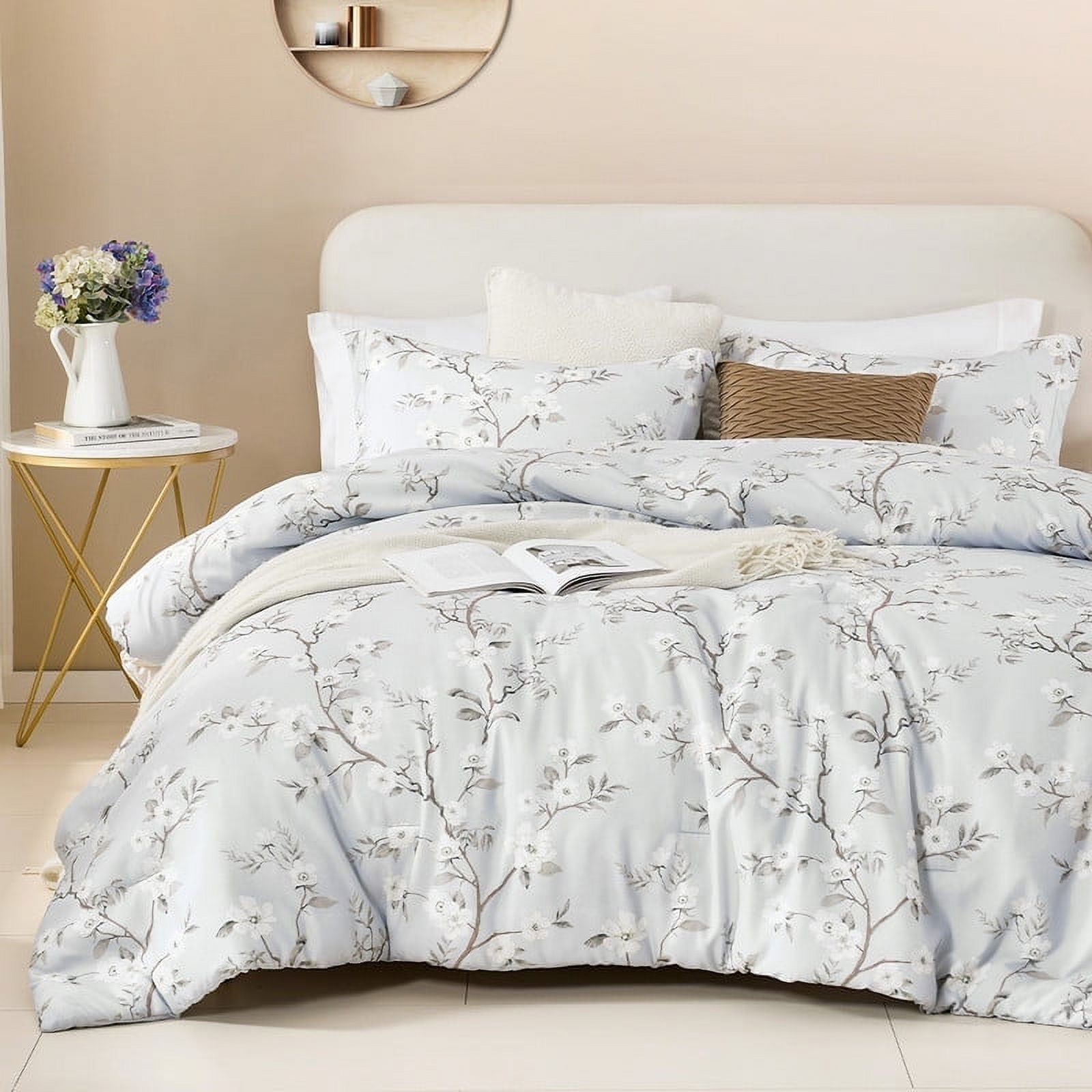 Reversible Floral King Comforter Sets, 3 Pieces Ultra Soft Bedding Sets ...