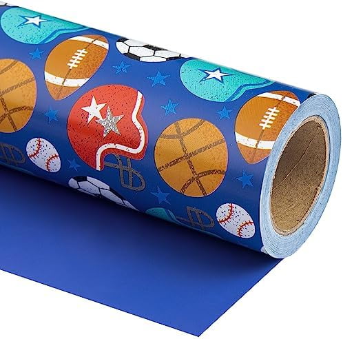 Reversible Football Wrapping Paper - Mini Roll - 17 Inch X 33 Feet ...