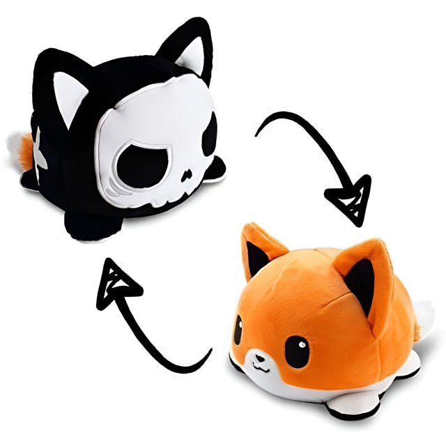 Tee Turtle Reversible Fox & Skeleton Plush Stuffed Animal - Happy ...