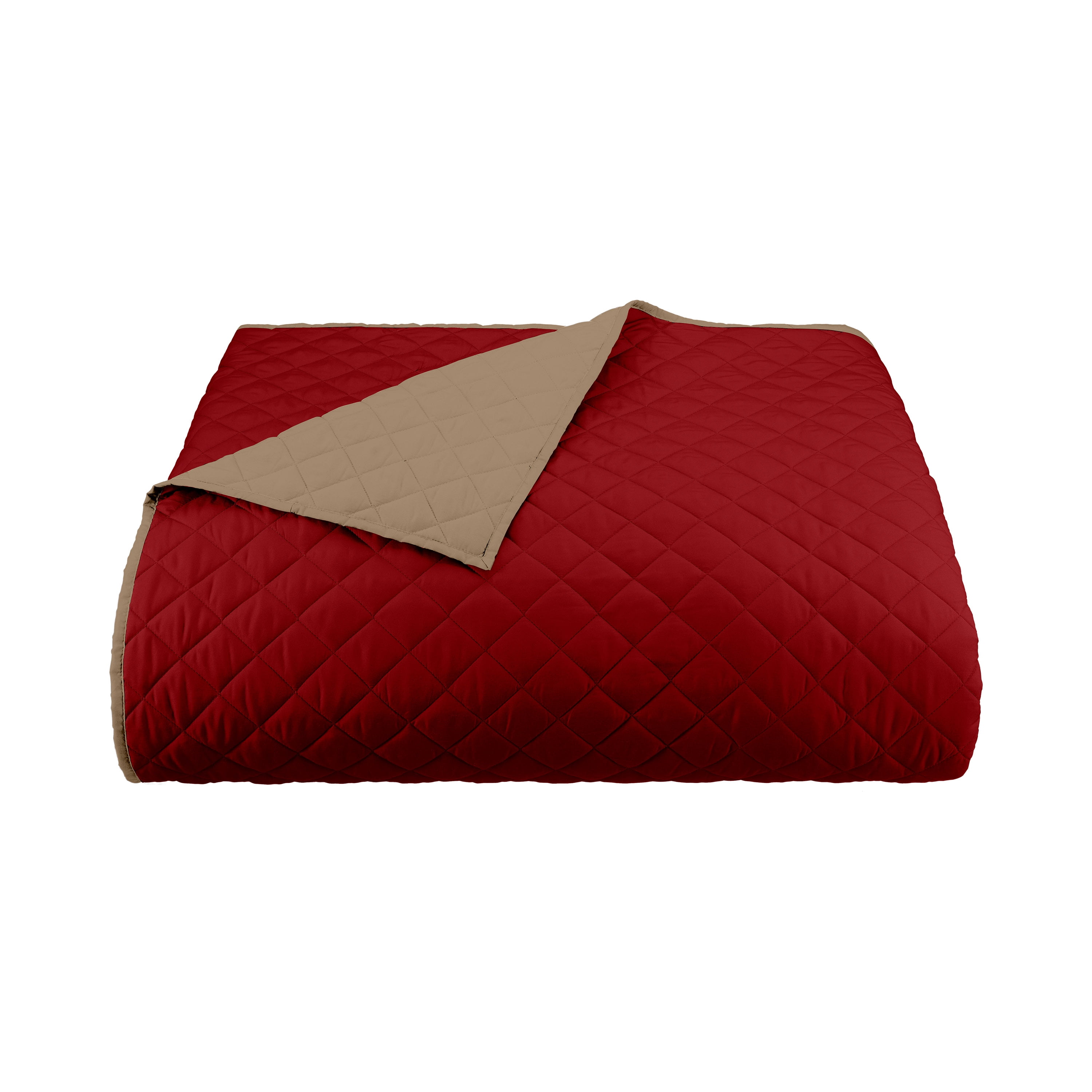 Martex Reversible Khaki/Red Coverlet, Full/Queen - Walmart.com