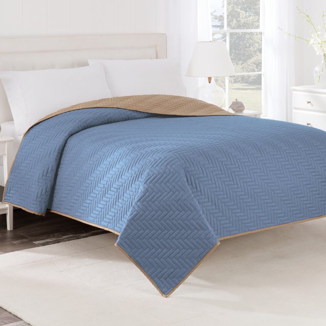 Reversible King Blue/Khaki Coverlet - Walmart.com