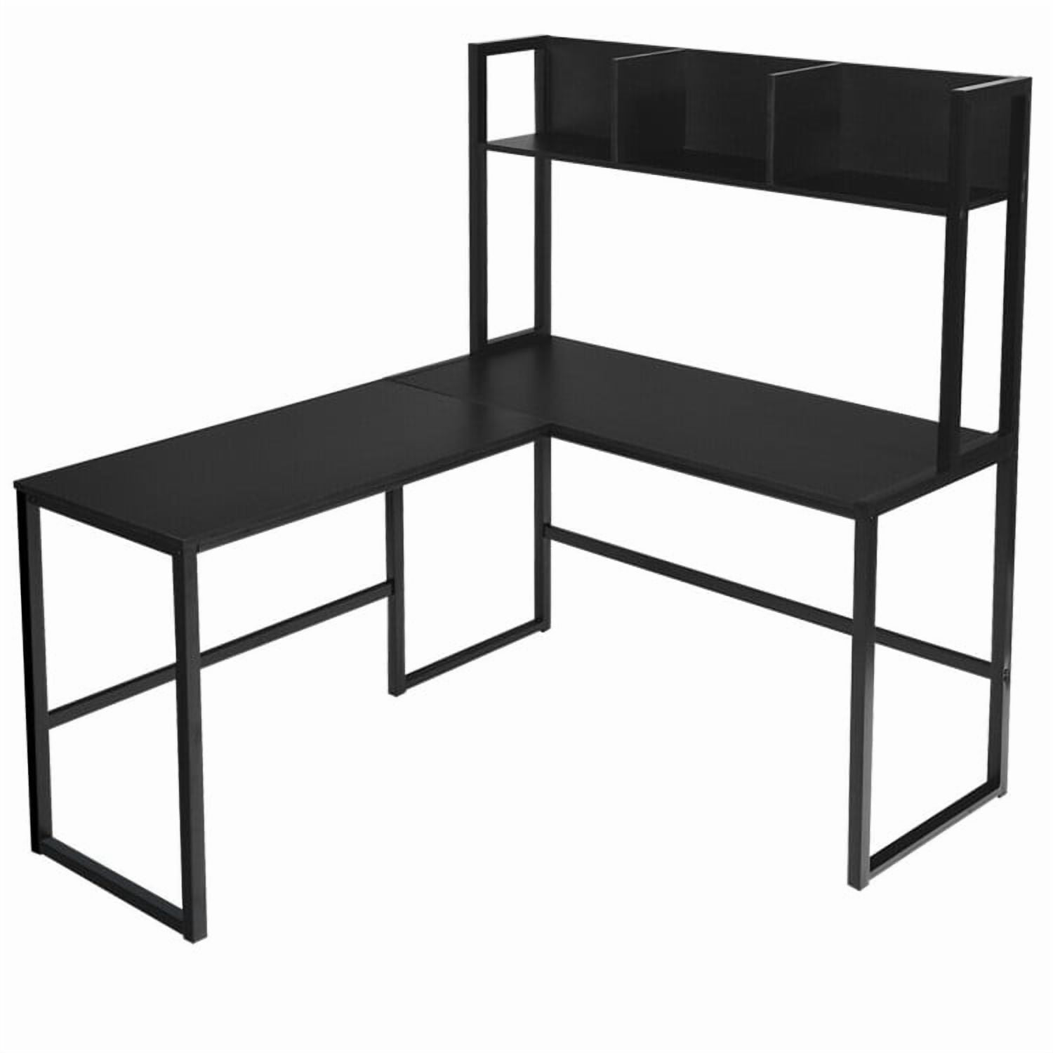 Reversible L-Shaped Corner Desk with Storage Bookshelf - Walmart.com