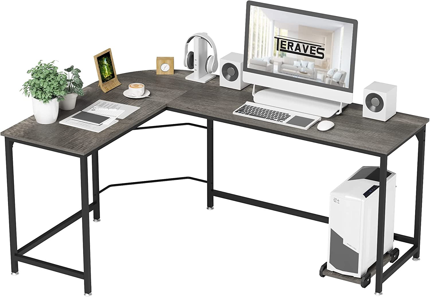 Reversible L Shaped Desk, 57.9" Gaming Computer Desk, Modern Corner ...