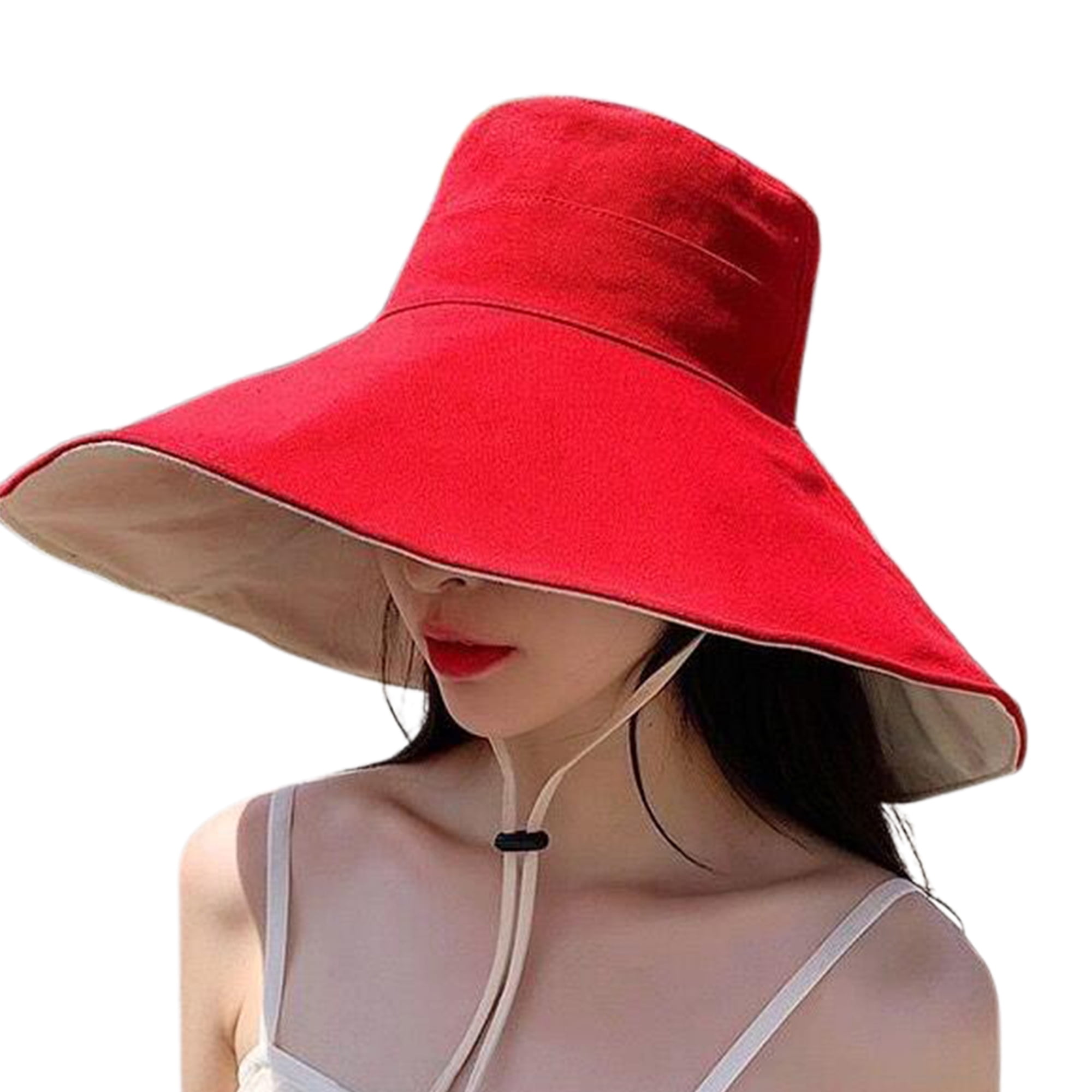 Reversible Large Bucket Hats for Woman Foldable Sunhat UV Sun ...