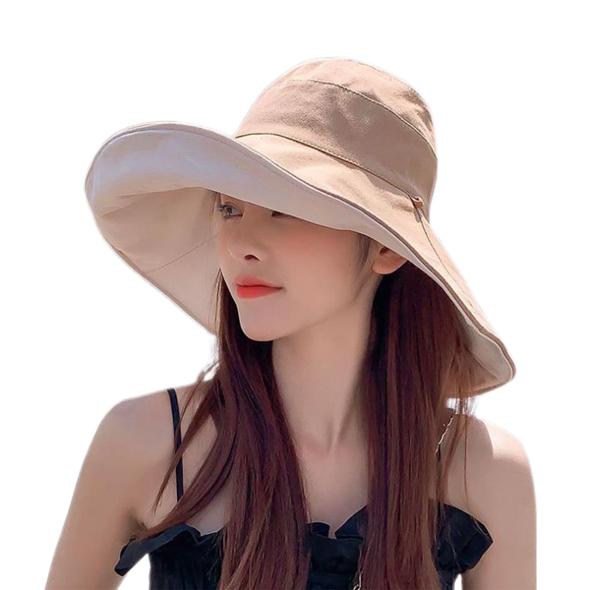 Inevnen Reversible Bucket Hat for Women, Foldable Wide Brim Sun Hat, UV ...