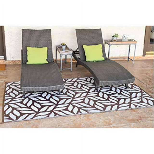 Reversible Mat 6x9 Foot Outdoor Polypropylene Pattern Patio Rug, Brown ...