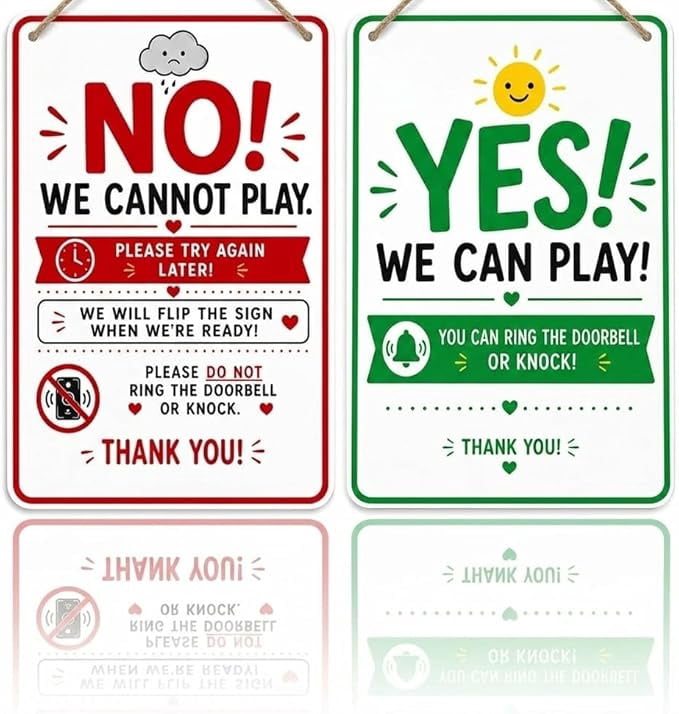 Reversible Metal Playtime Door Sign, Yes No Play Sign for Family Homes ...