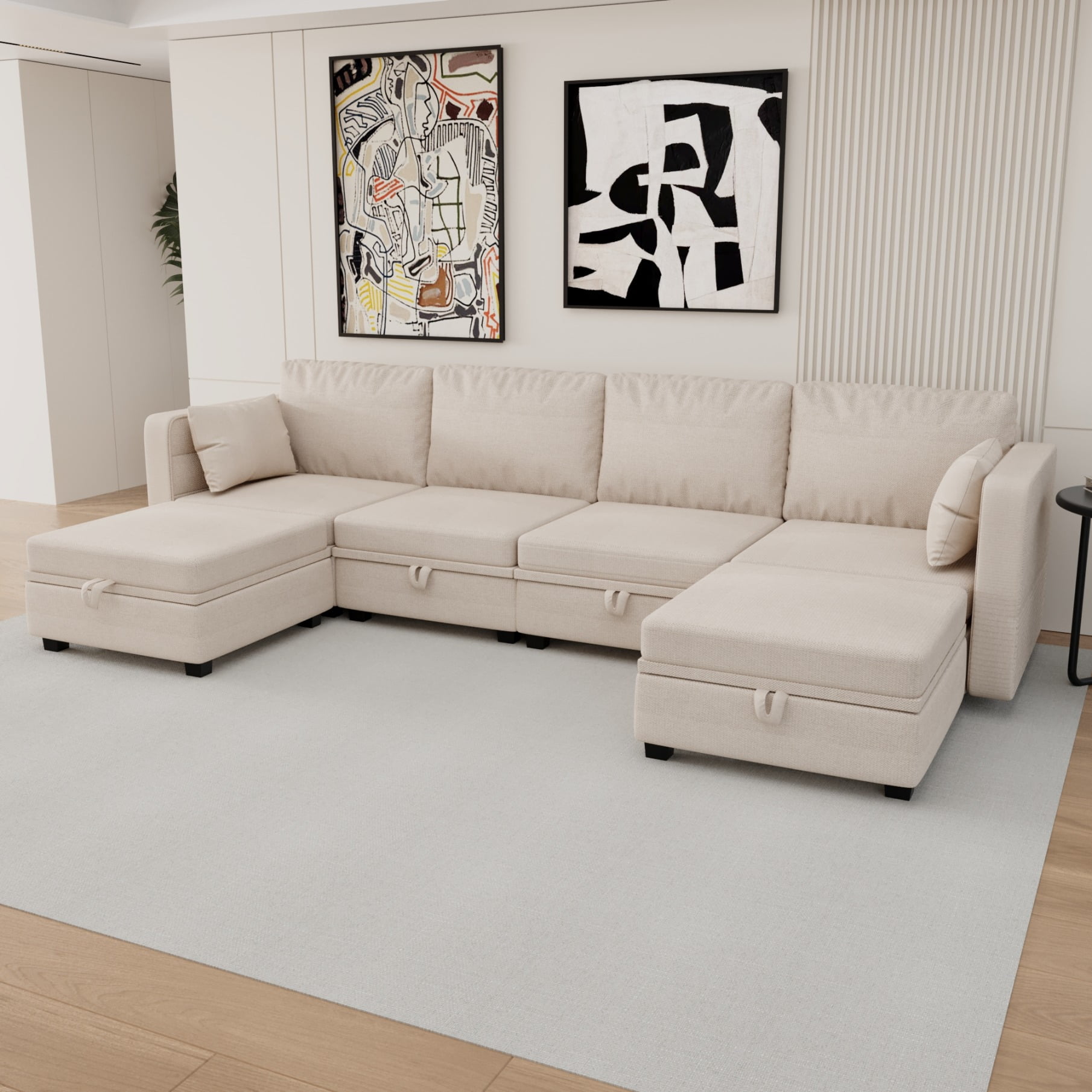 Reversible Modular Sectional Sofa with Reversible Chaise,U Shaped Modular Couch with Storage ...