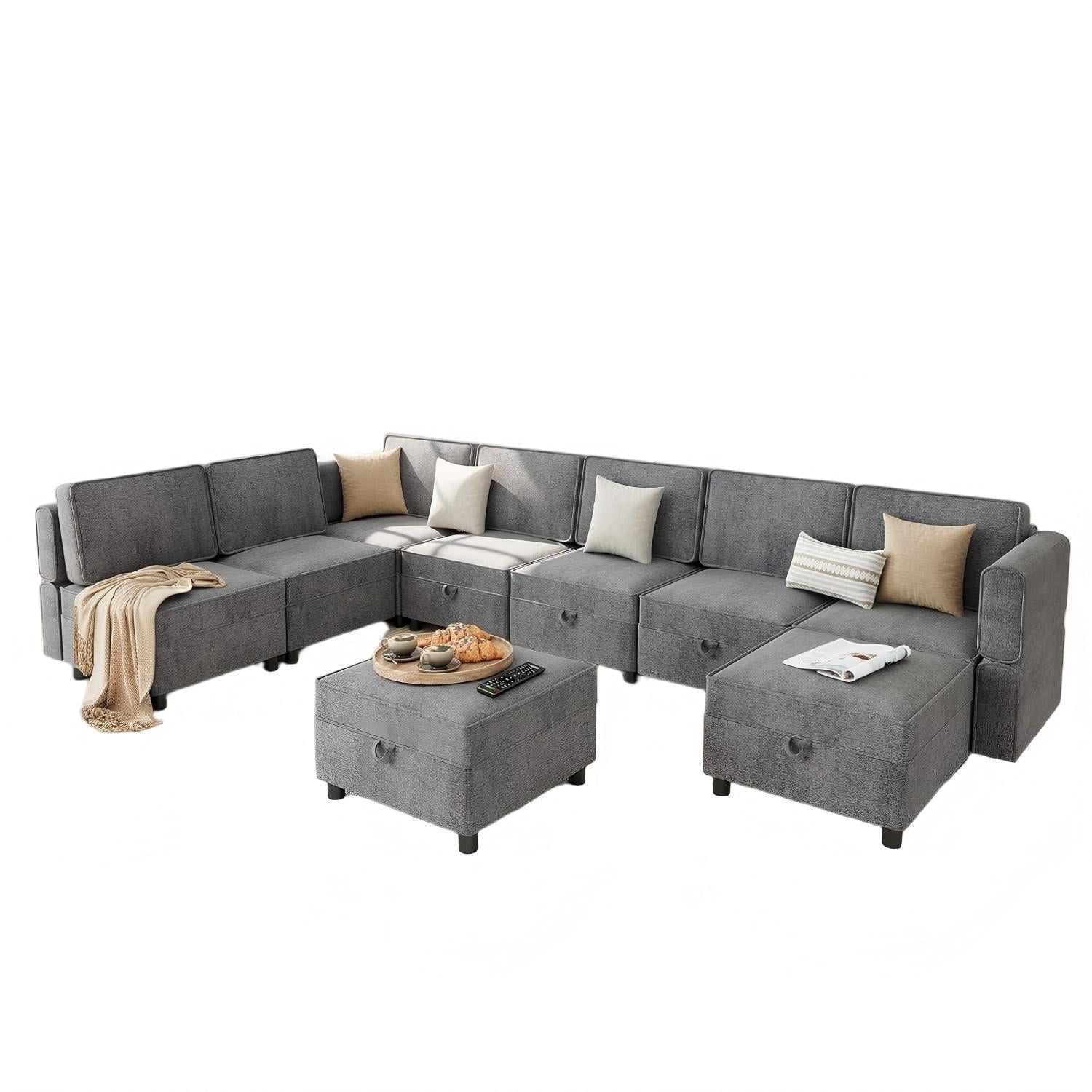 Reversible Modular Sectional Sofa with Chaise and Storage - U-Shape ...