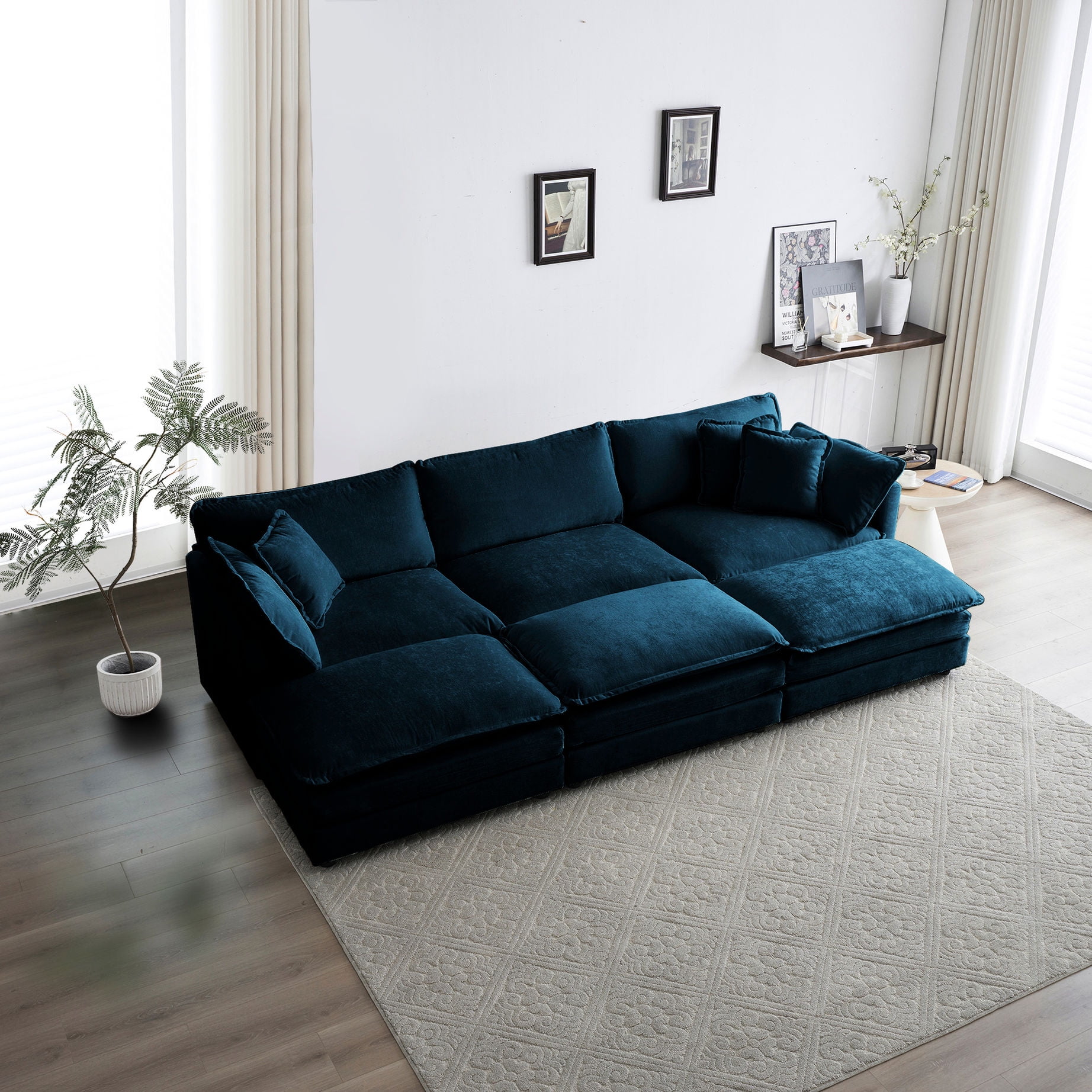 Reversible Modular Sofa with Sturdy Wood Frame / Flexible Combination ...