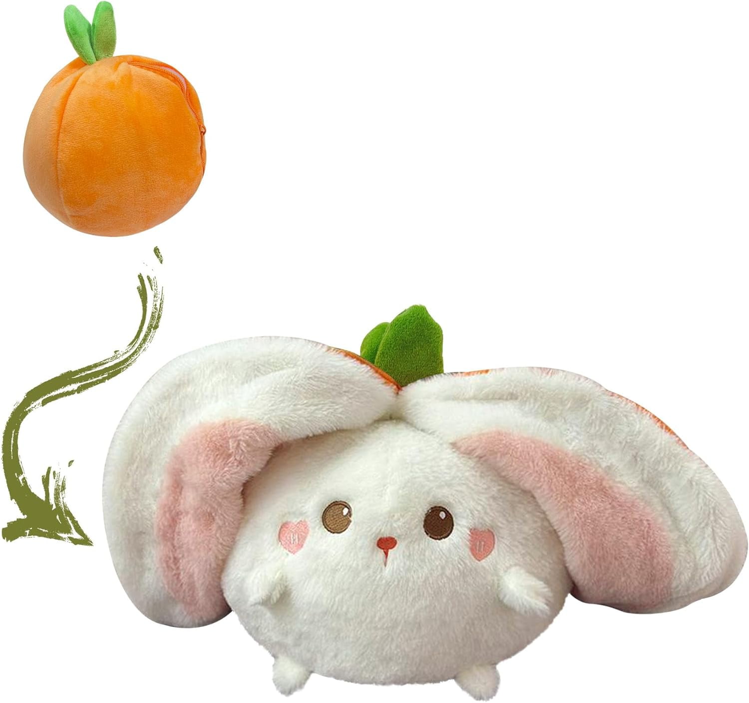 Reversible Persimmon Turn Into Bunny Zip Plush, Funny Rabbit Plushies ...