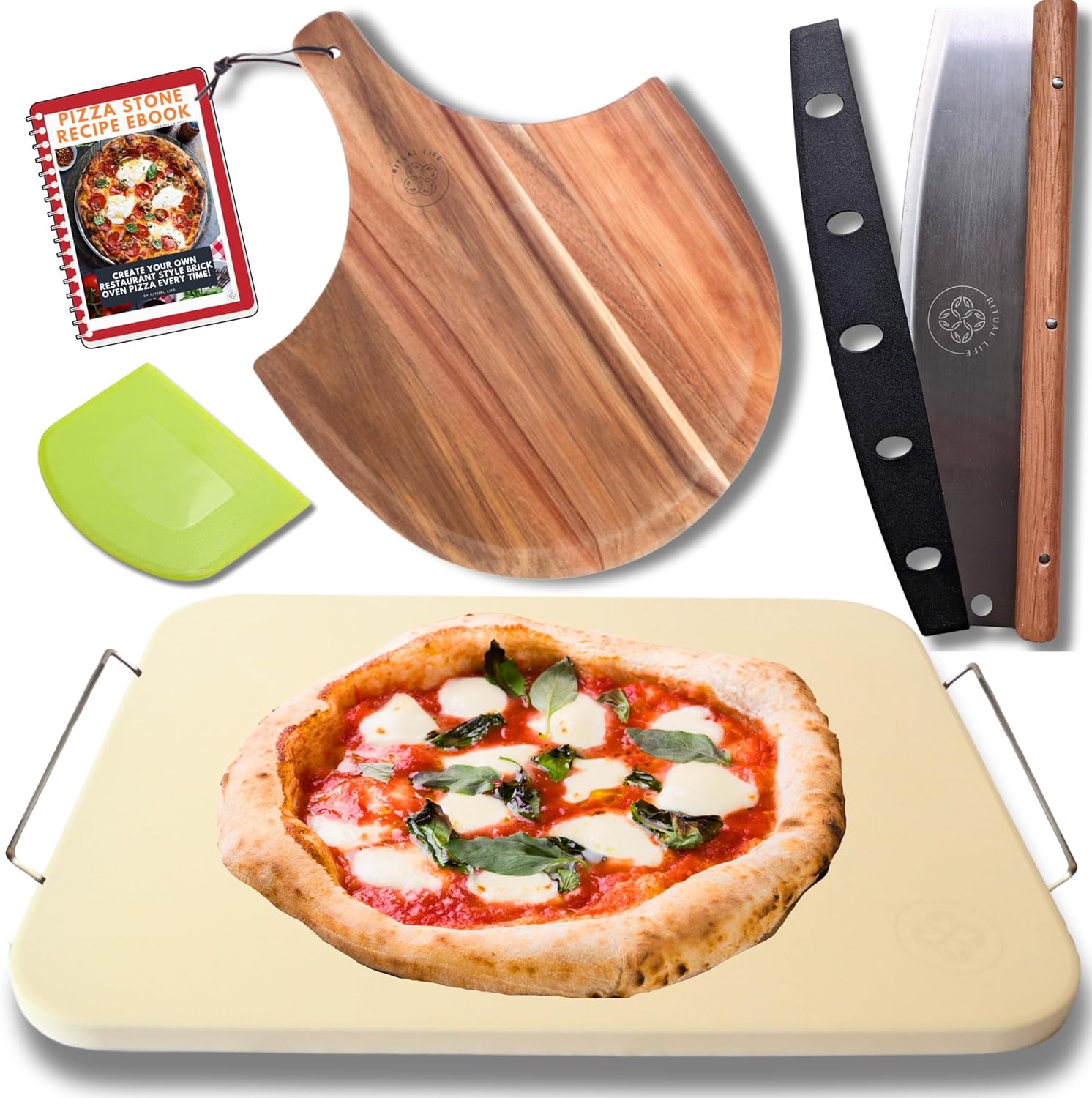 Reversible Pizza Stone for Oven - Pizza Stone for Grill - Bread Baking ...