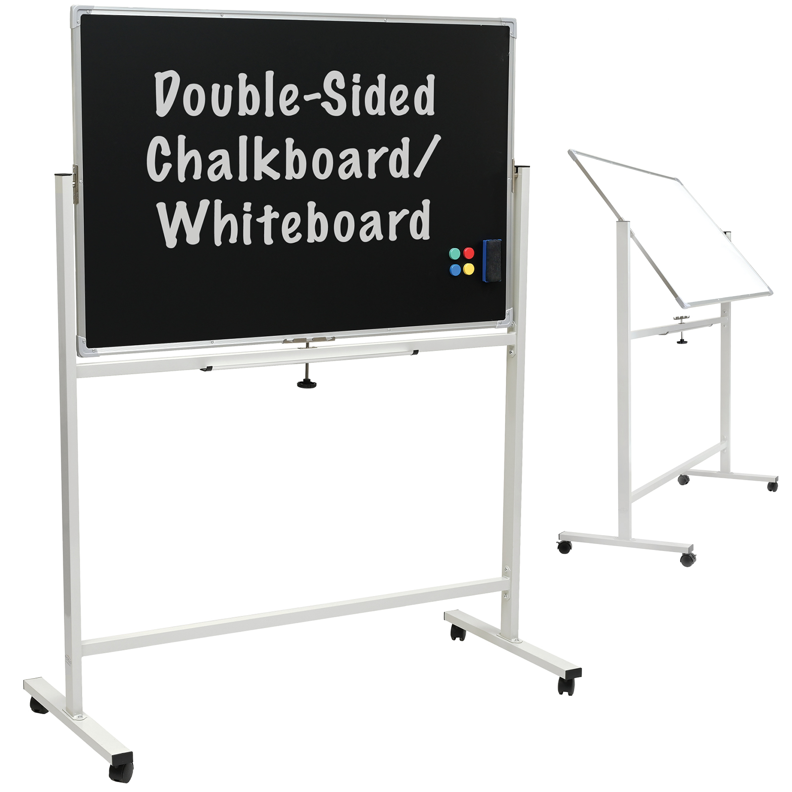 Reversible Rolling Magnetic Whiteboard/Chalkboard - 48"x32" (White ...